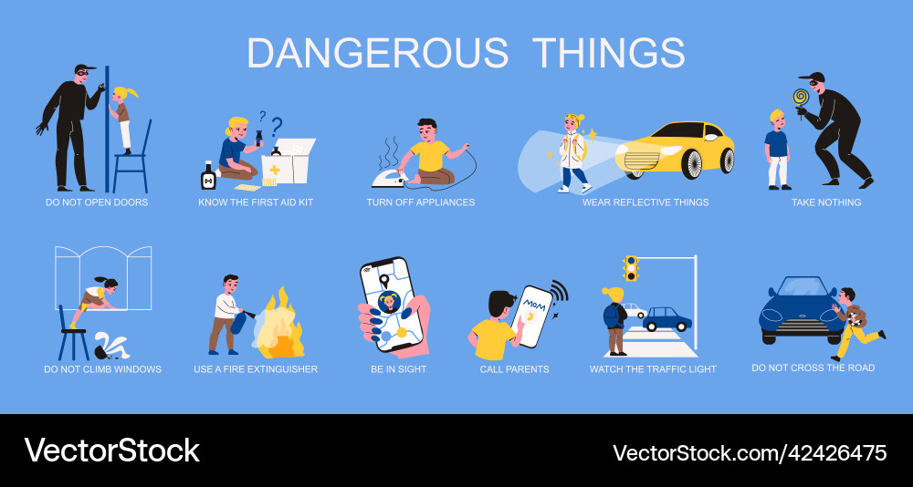 Children safety color set Royalty Free Vector Image