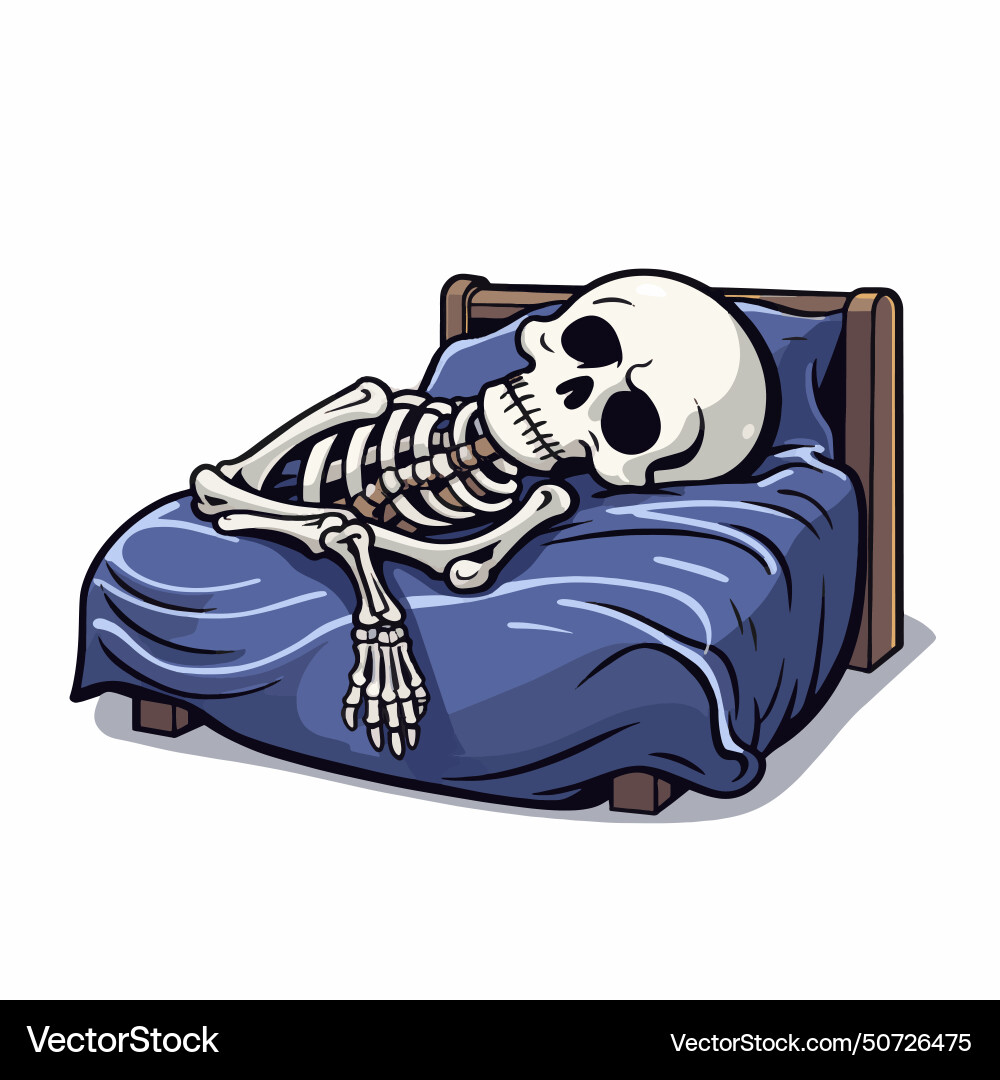 Cute skeleton taking a nap art Royalty Free Vector Image