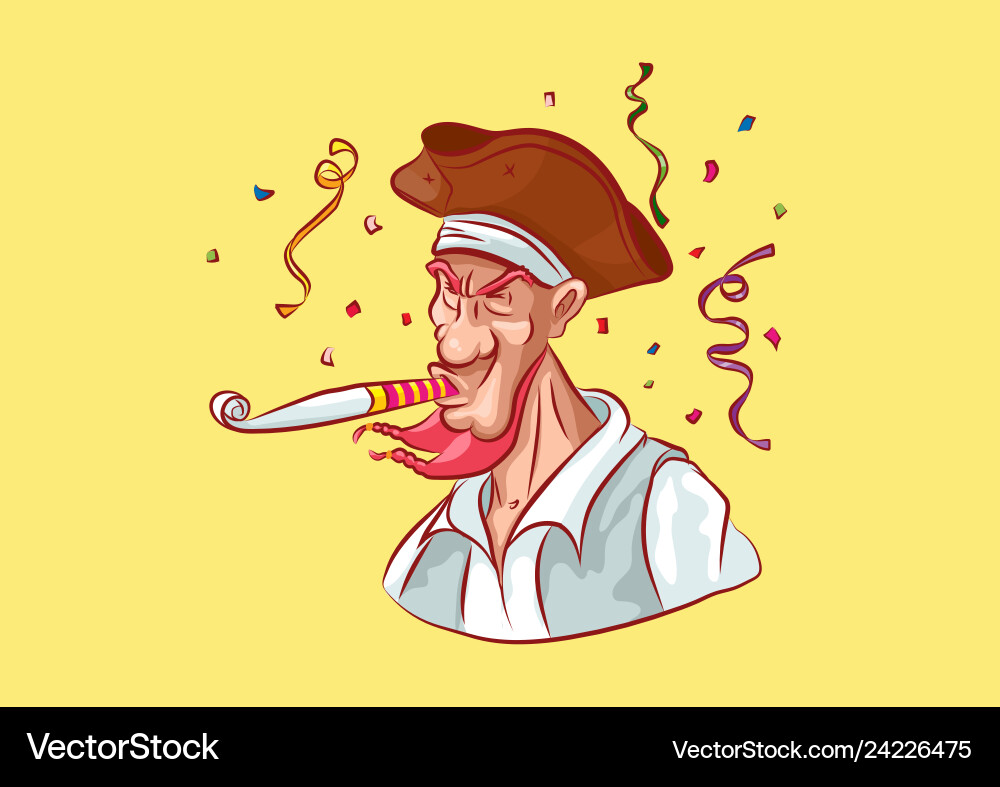 Emoji sticker seaman captain congratulations Vector Image