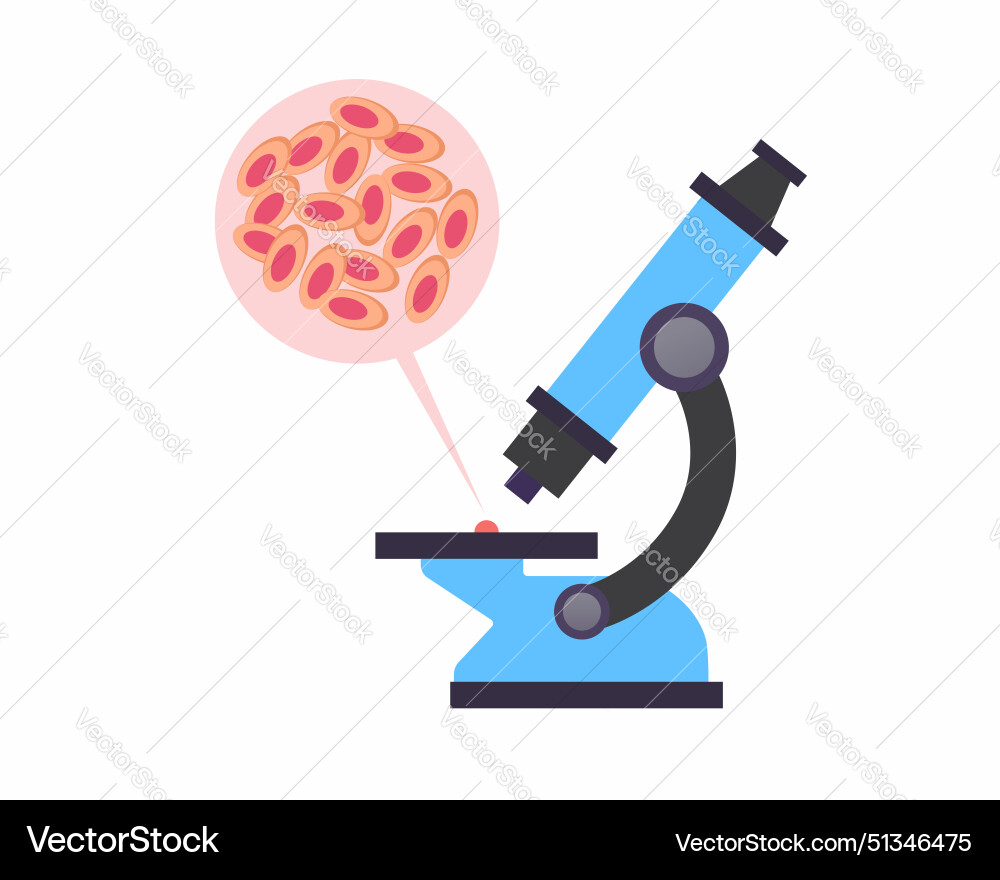 Examining blood cells in a microscope Royalty Free Vector