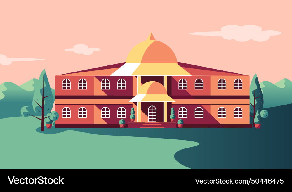 Front side classic institution building structure Vector Image