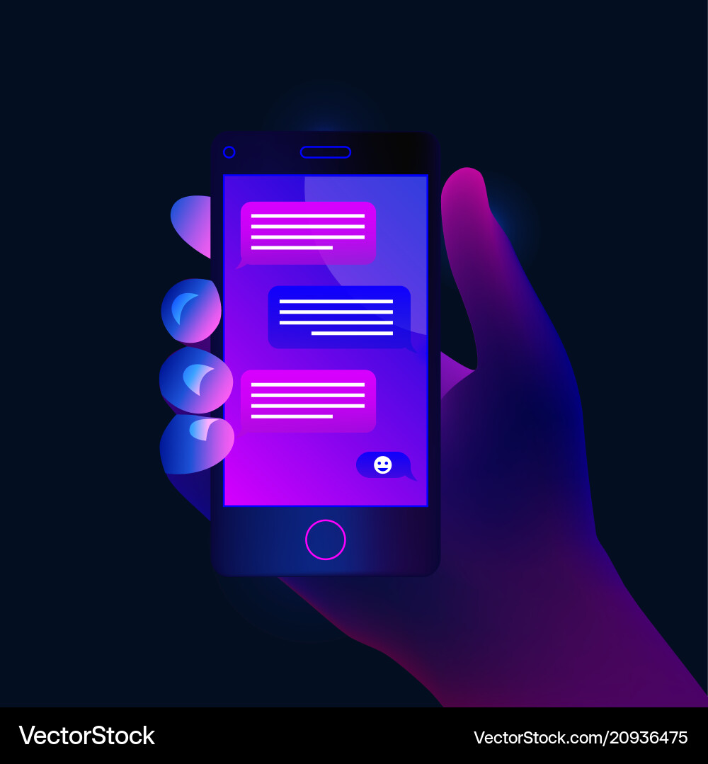 Mobile phone chat message notifications Royalty Free Vector