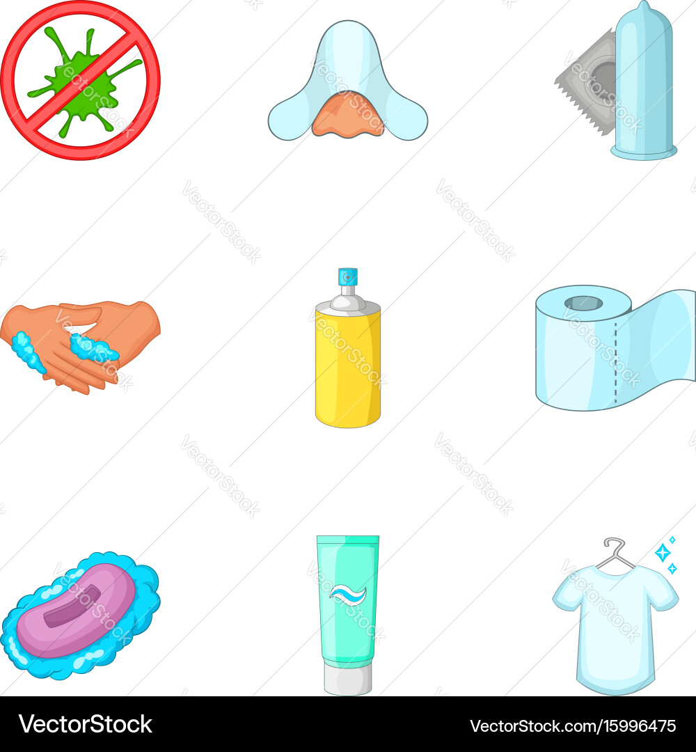 Personal hygiene icons set cartoon style Vector Image