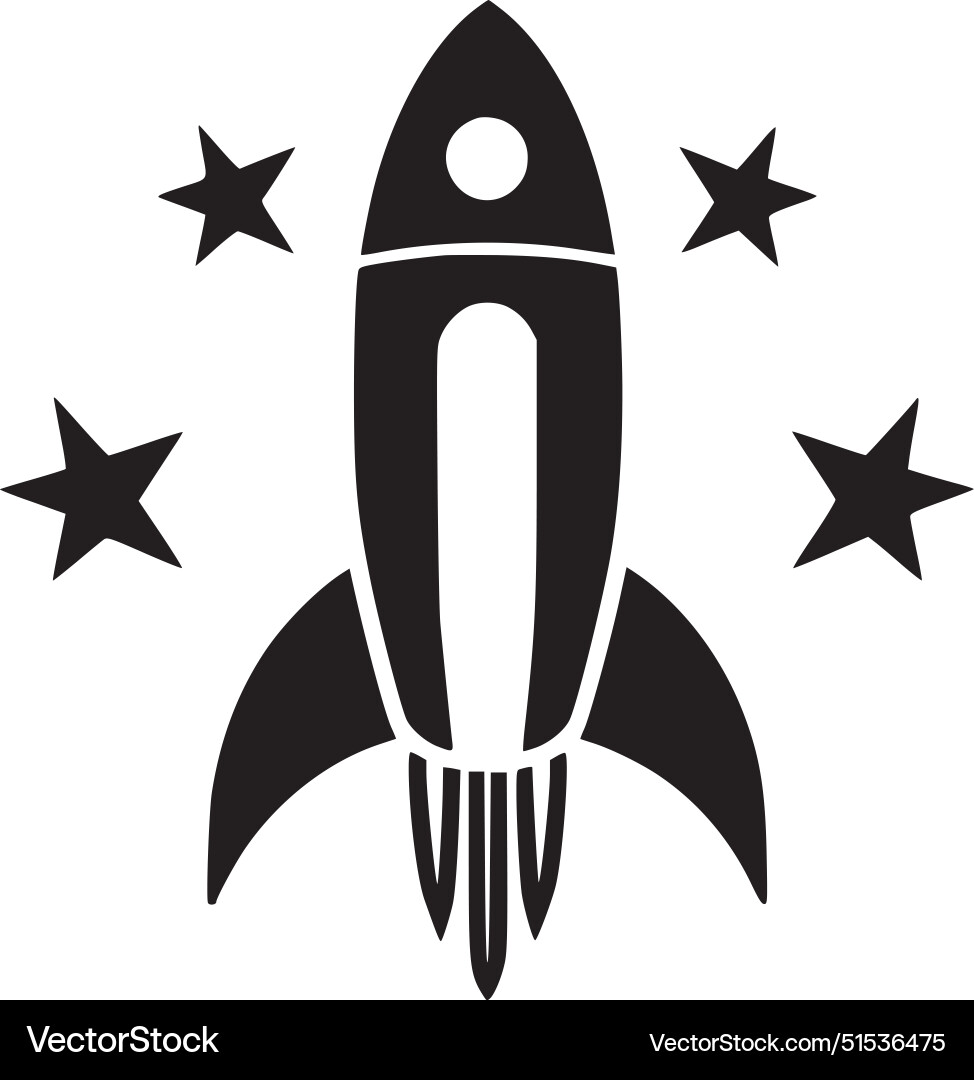Rocket - black and white Royalty Free Vector Image