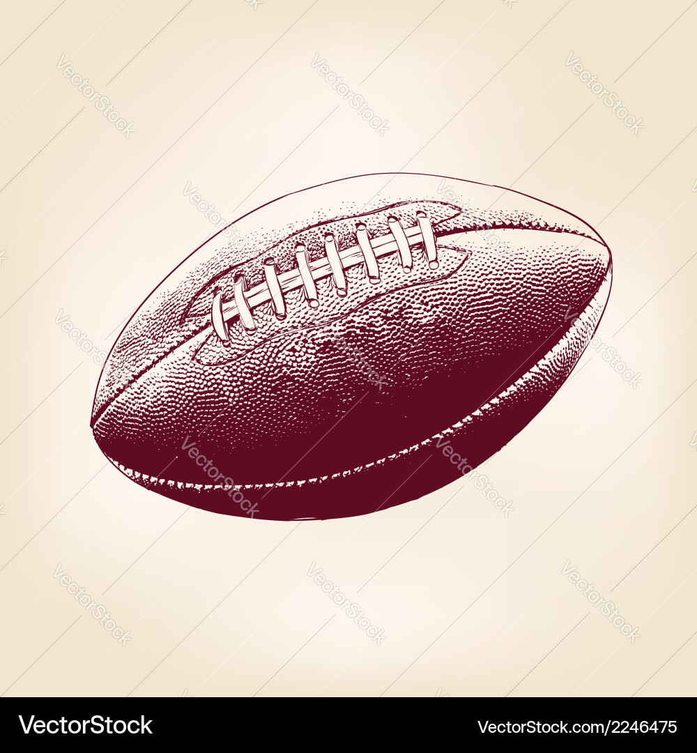 Rugby ball hand drawn realistic sketch Royalty Free Vector