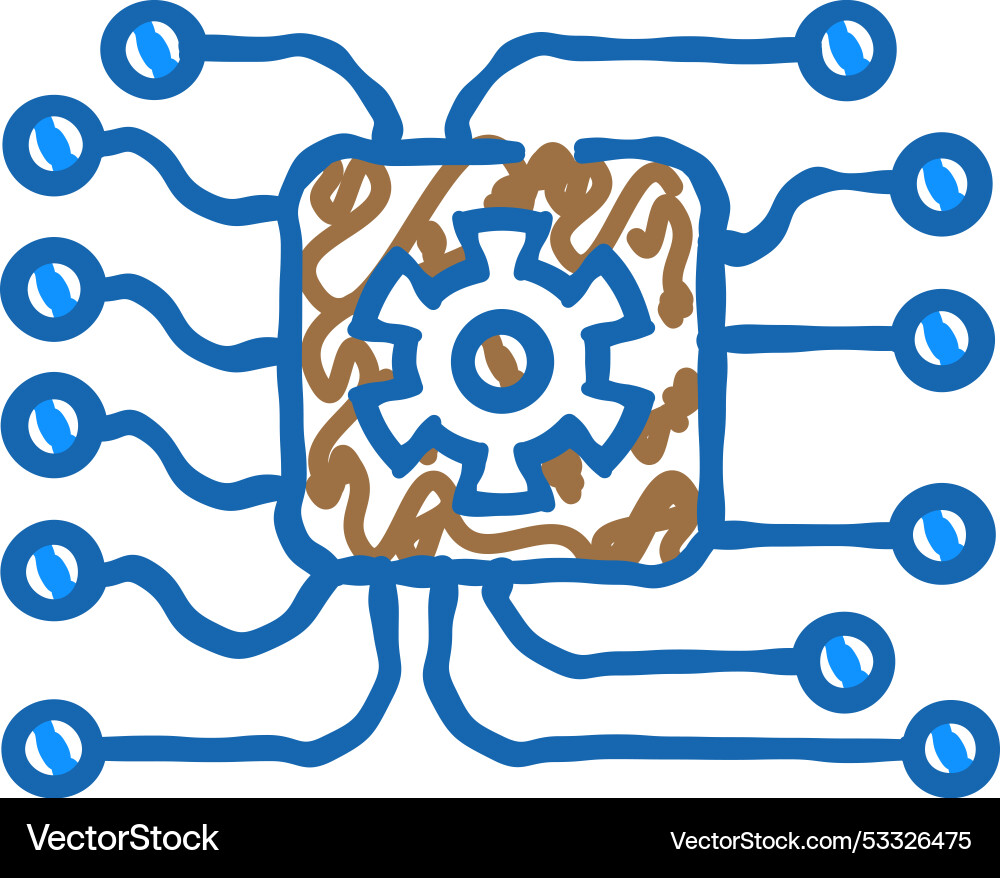 System integration analyst icon doodle Royalty Free Vector