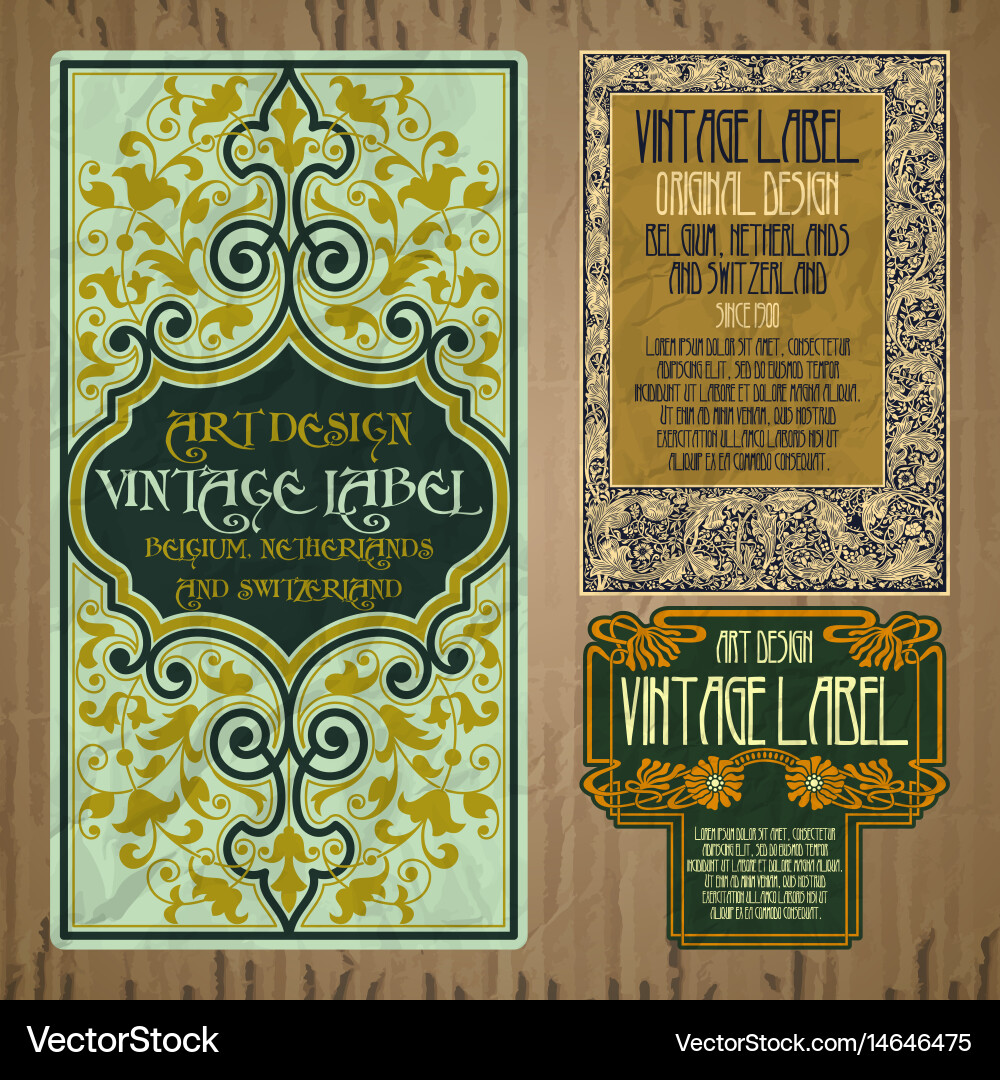 Vintage items - label art nouveau Royalty Free Vector Image