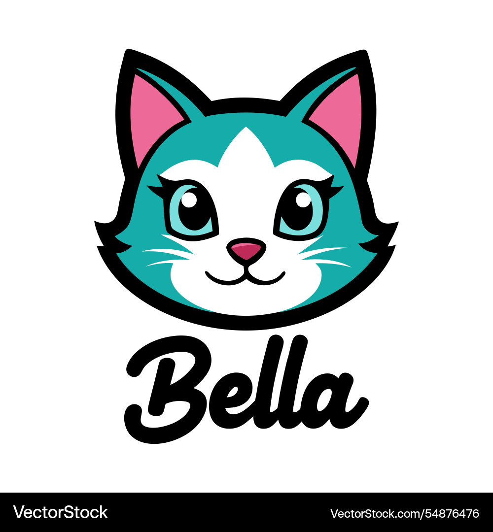 Bella cat head mascot logo Royalty Free Vector Image