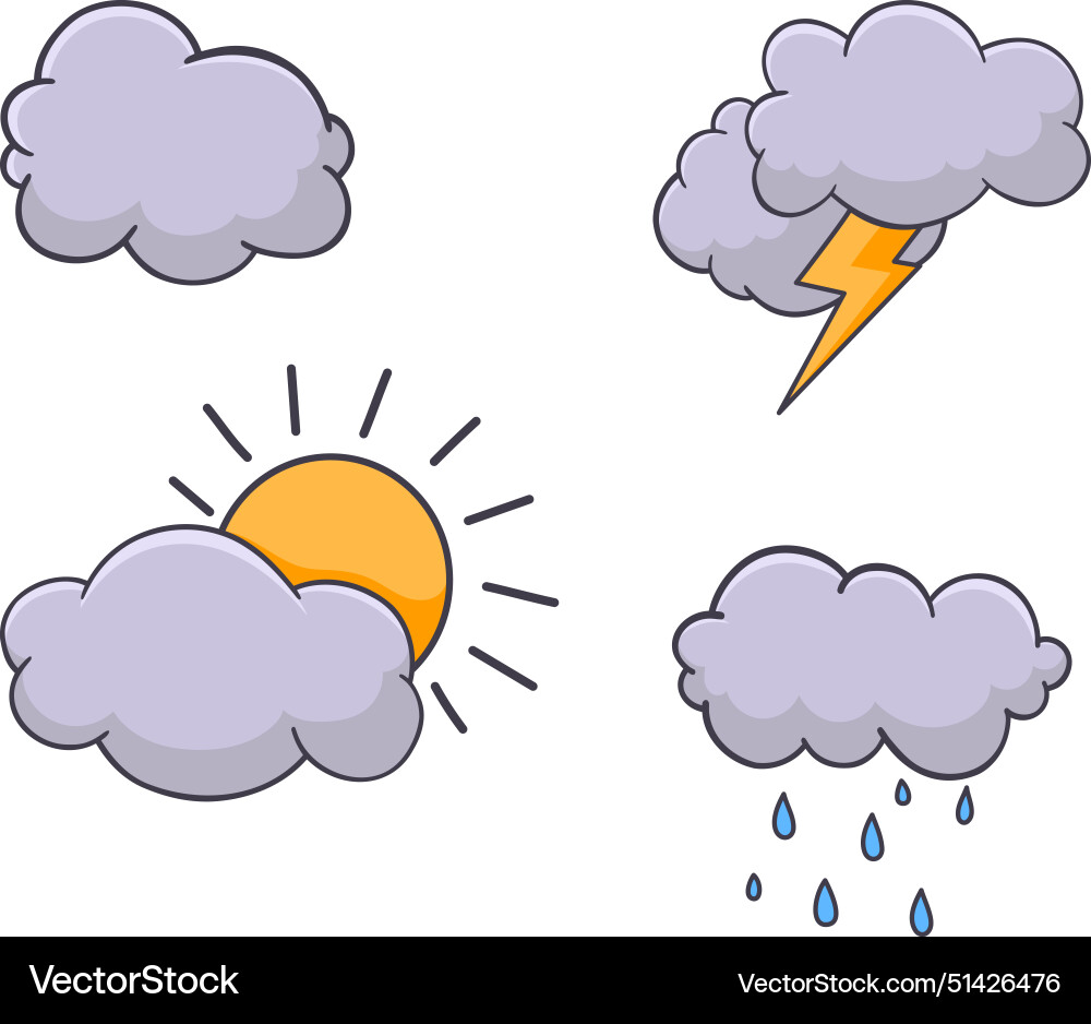 Cartoon clouds isolated on white background diffe Vector Image