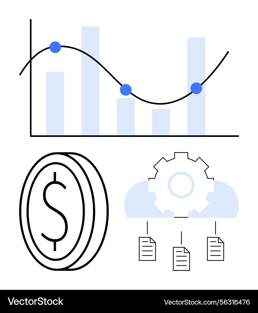 Data Growth with Chart and Currency Royalty Free Vector