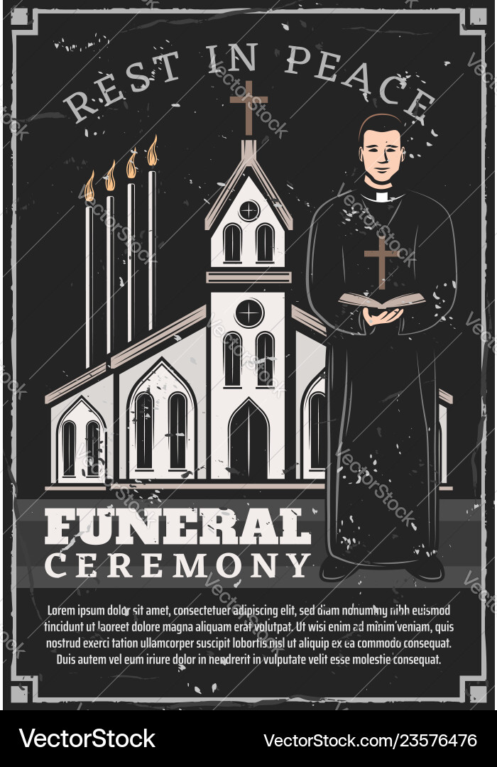 Funeral ceremony service church priest Royalty Free Vector