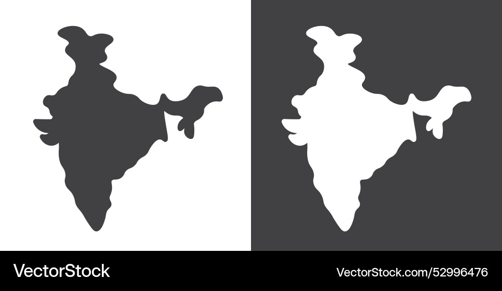 Indian map icon flat set in black and white color Vector Image