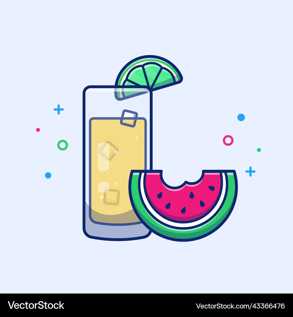 Lemon juice with watermelon cartoon Royalty Free Vector
