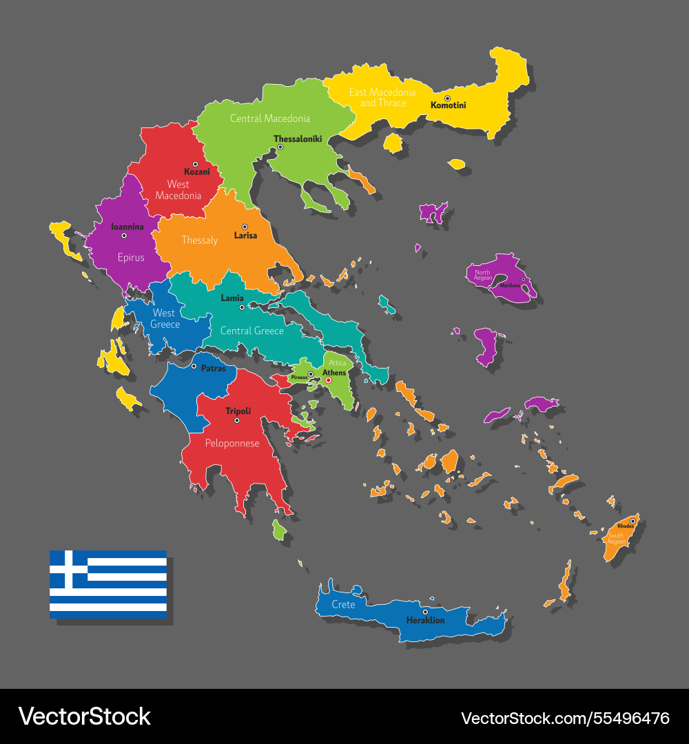 Map of greece Royalty Free Vector Image - VectorStock