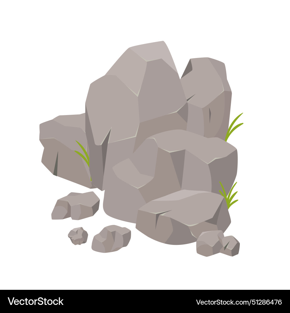 Natural stone rocks massive and small boulders Vector Image