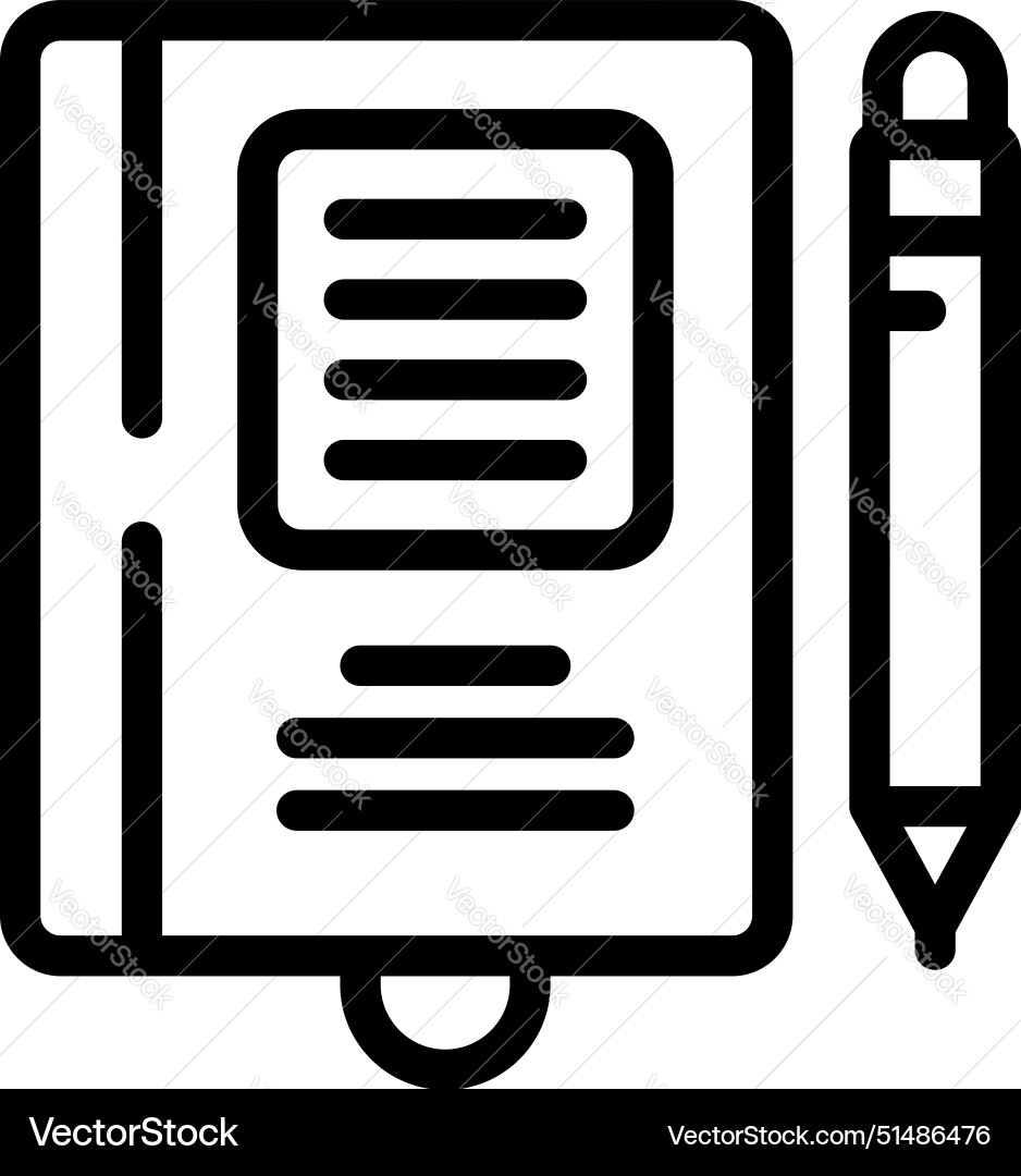 Notebook icon with pen Royalty Free Vector Image