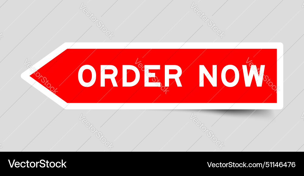 Red color arrow shape sticker label with word Vector Image
