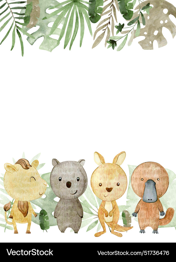 Watercolor australian frame Royalty Free Vector Image