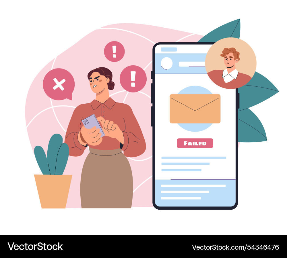 Woman delete message young girl Royalty Free Vector Image
