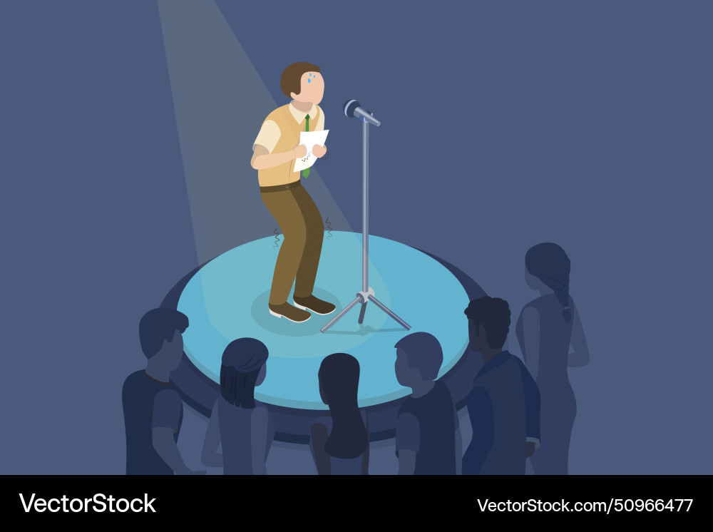 3d isometric flat of fear Royalty Free Vector Image