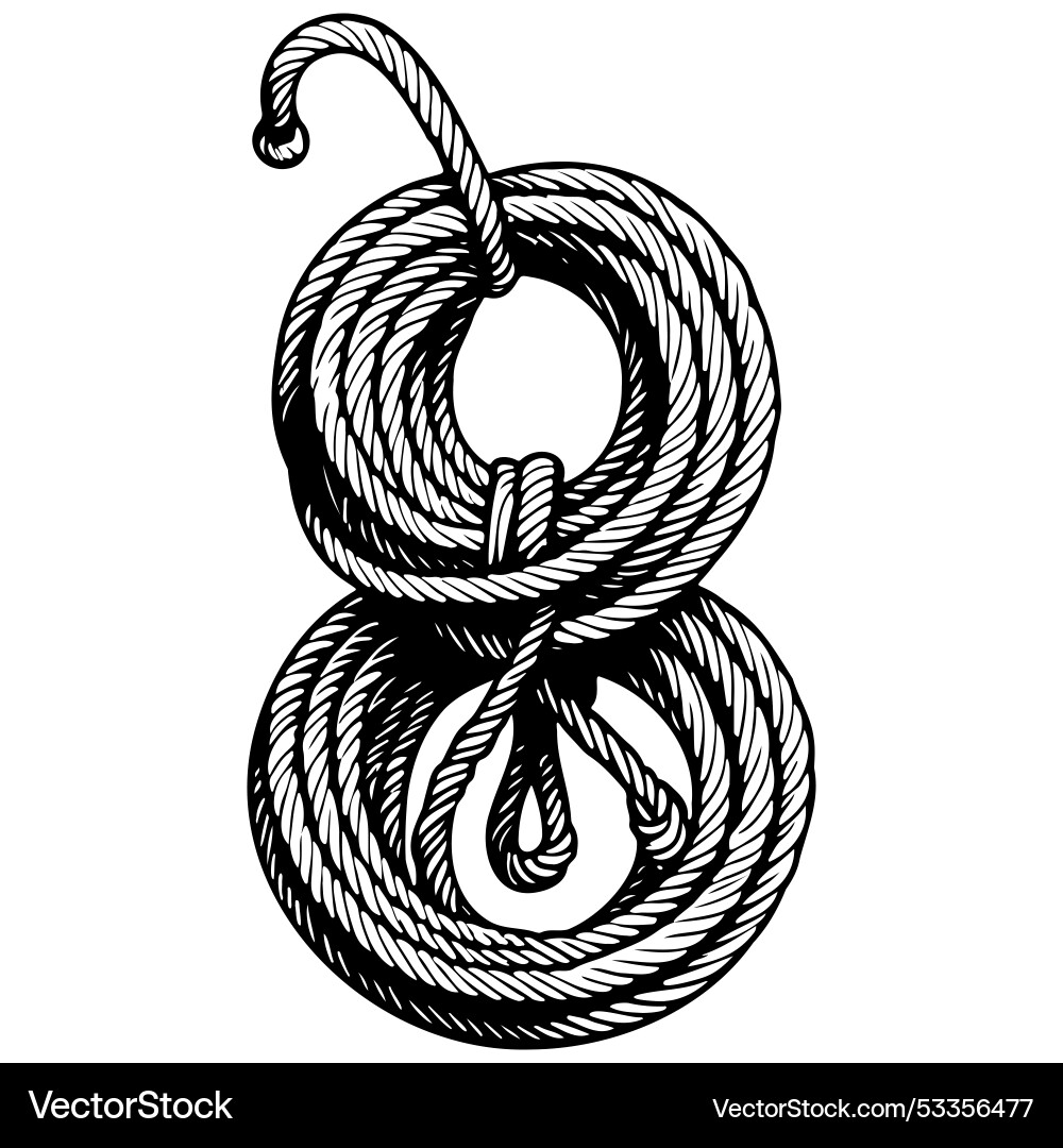 Cartoon rope hand drawn line transparent Vector Image