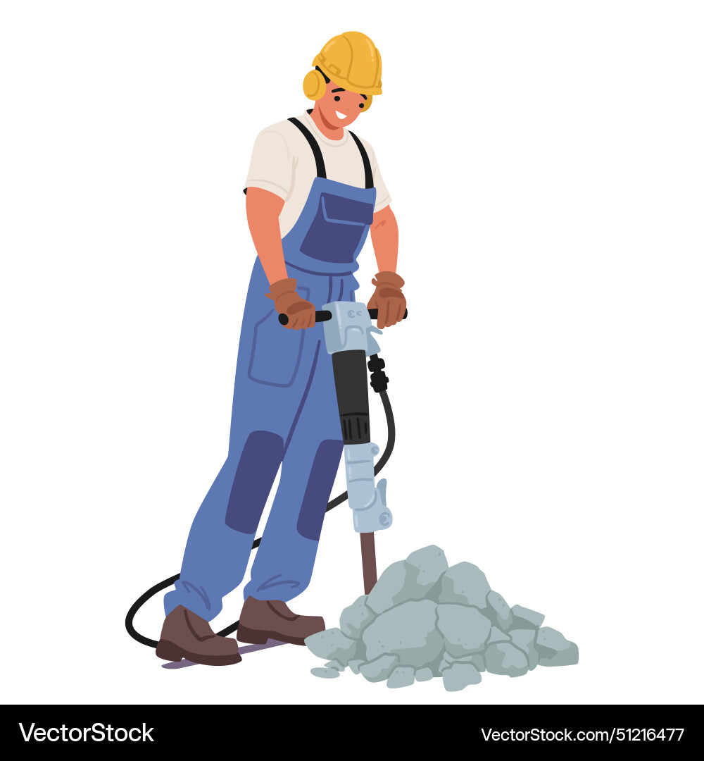 Construction worker wearing a yellow hard hat Vector Image