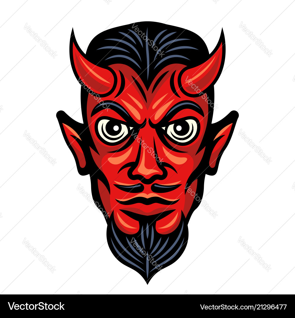 Devil Head with Horns Royalty Free Vector Image