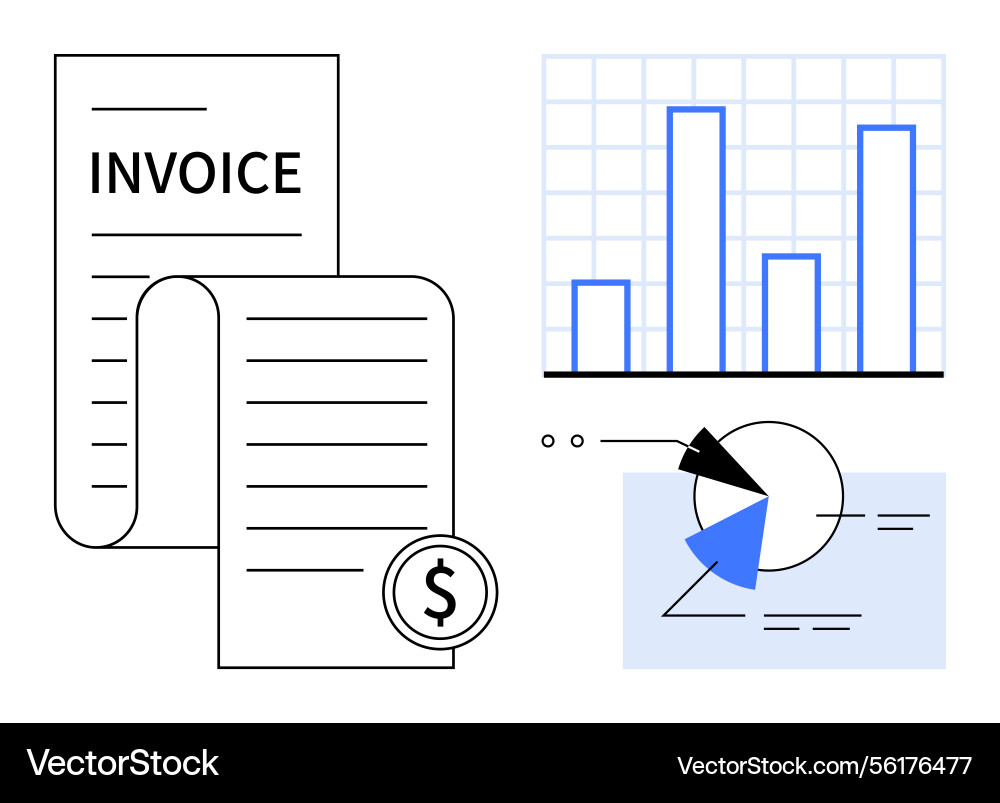 Finanzrechnung Bar-Chart und Kuchen Lizenzfreier Vektor