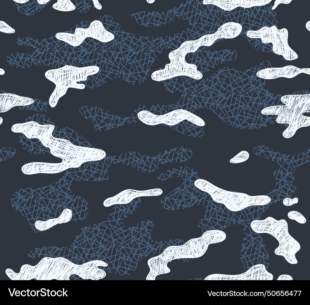Hand drawn and cross hatchet camouflage seamless Vector Image