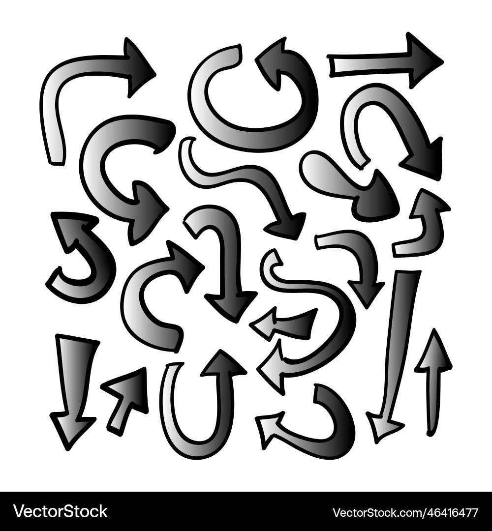 Hand drawn arrows pack icon Royalty Free Vector Image