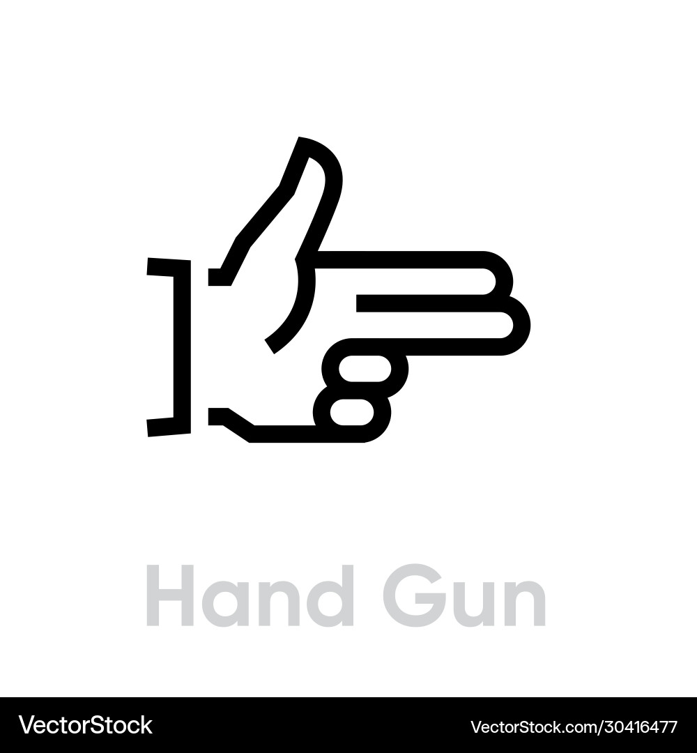 Hand gun shot icon editable line Royalty Free Vector Image