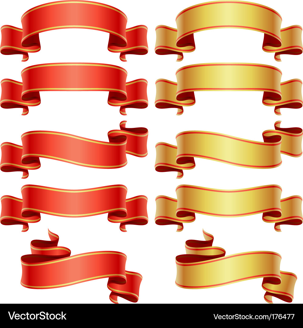 Red and golden banners set Royalty Free Vector Image