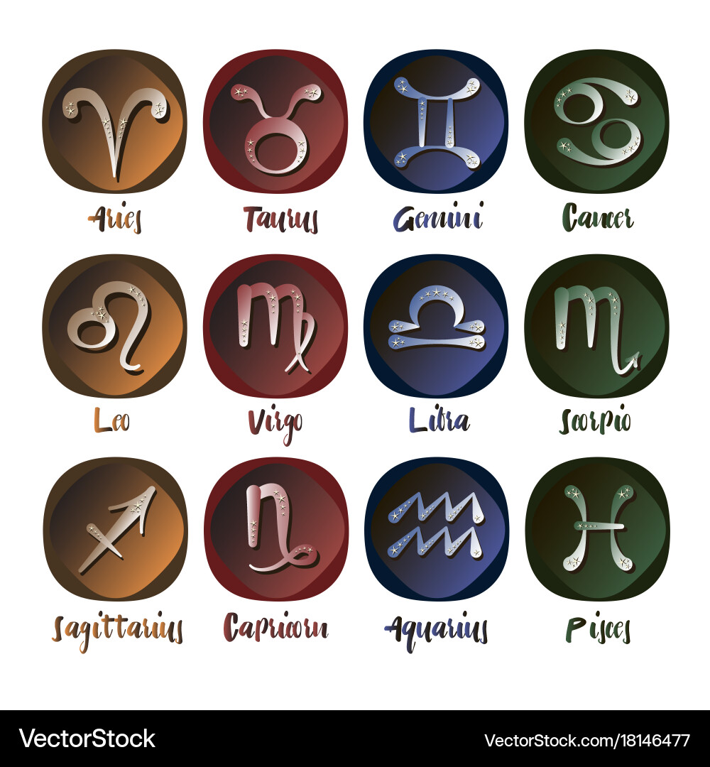 Zodiac icon set sign Royalty Free Vector Image