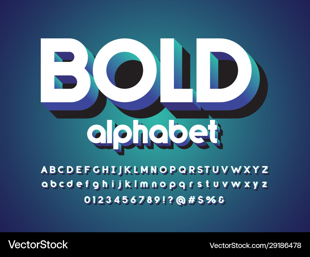 3d bold font Royalty Free Vector Image - VectorStock