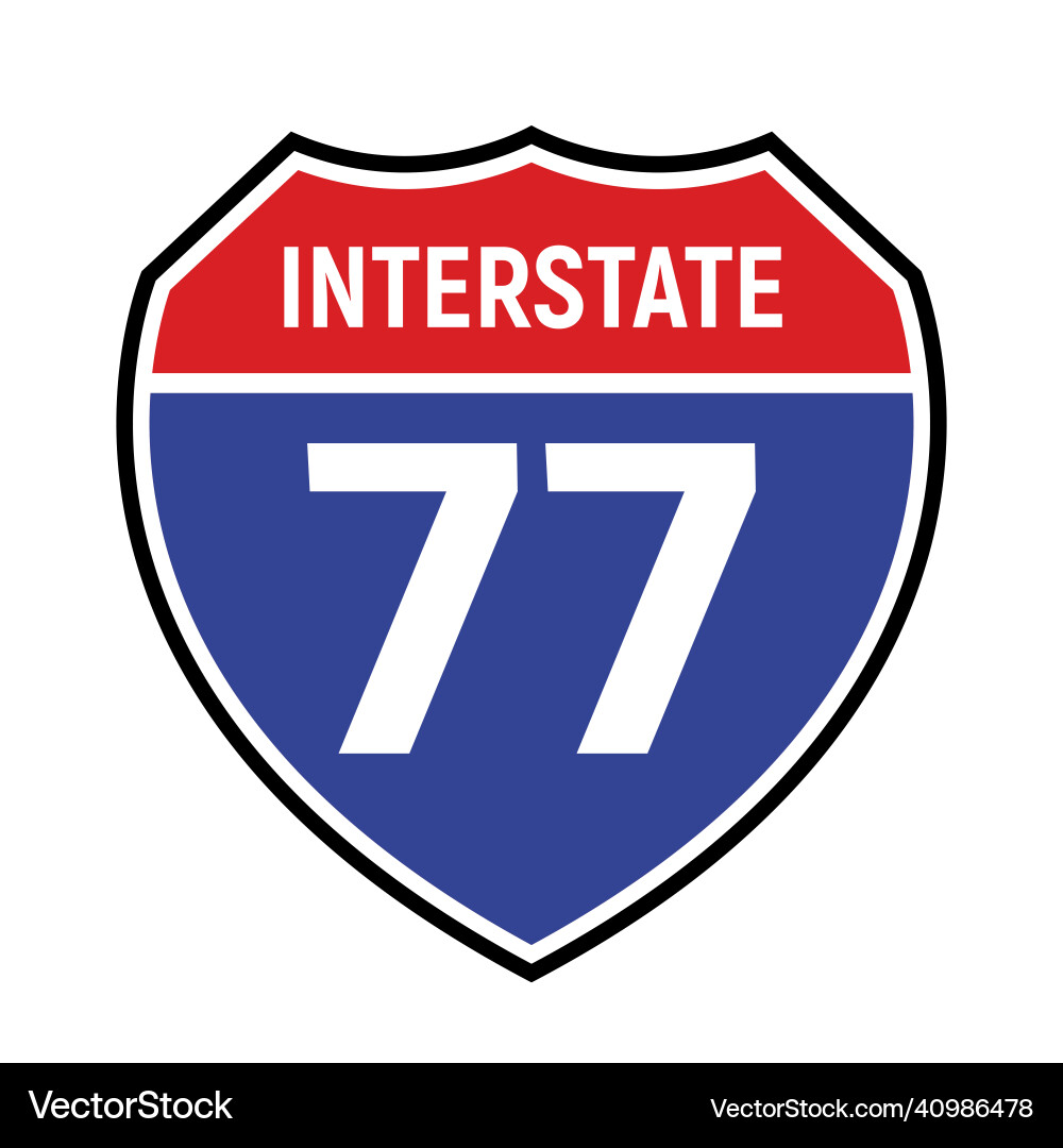 77 route sign icon road highway Royalty Free Vector Image