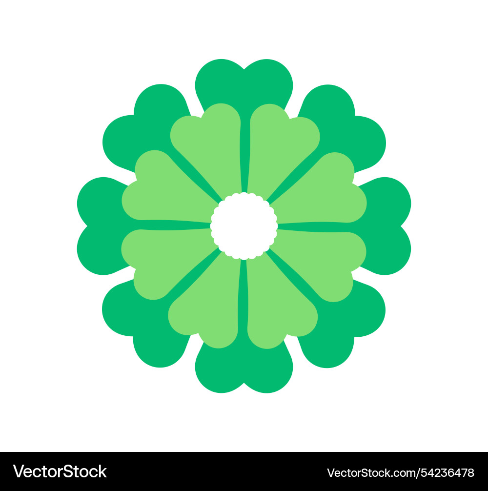 Flower icon top view green floral pattern bloom Vector Image
