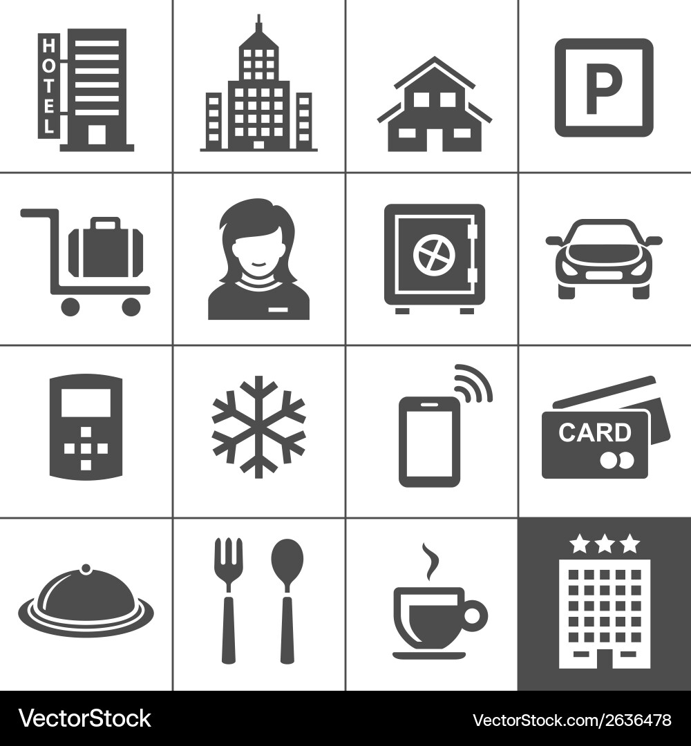 Hotel icon set Royalty Free Vector Image - VectorStock