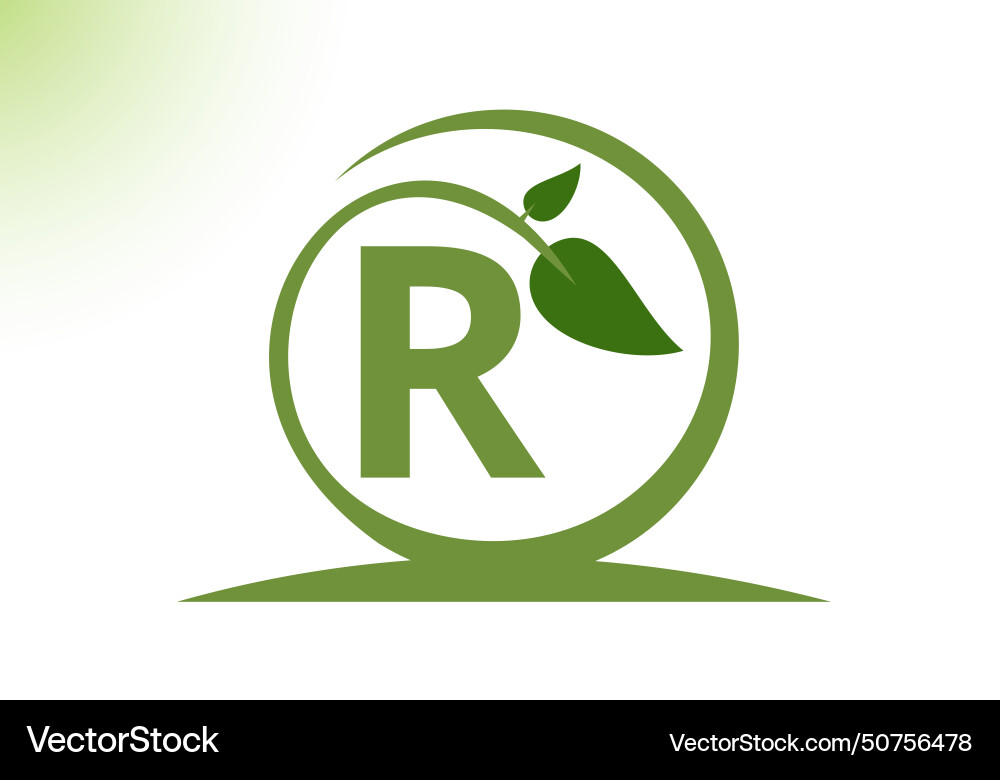 Letter r leaf logo design template Royalty Free Vector Image