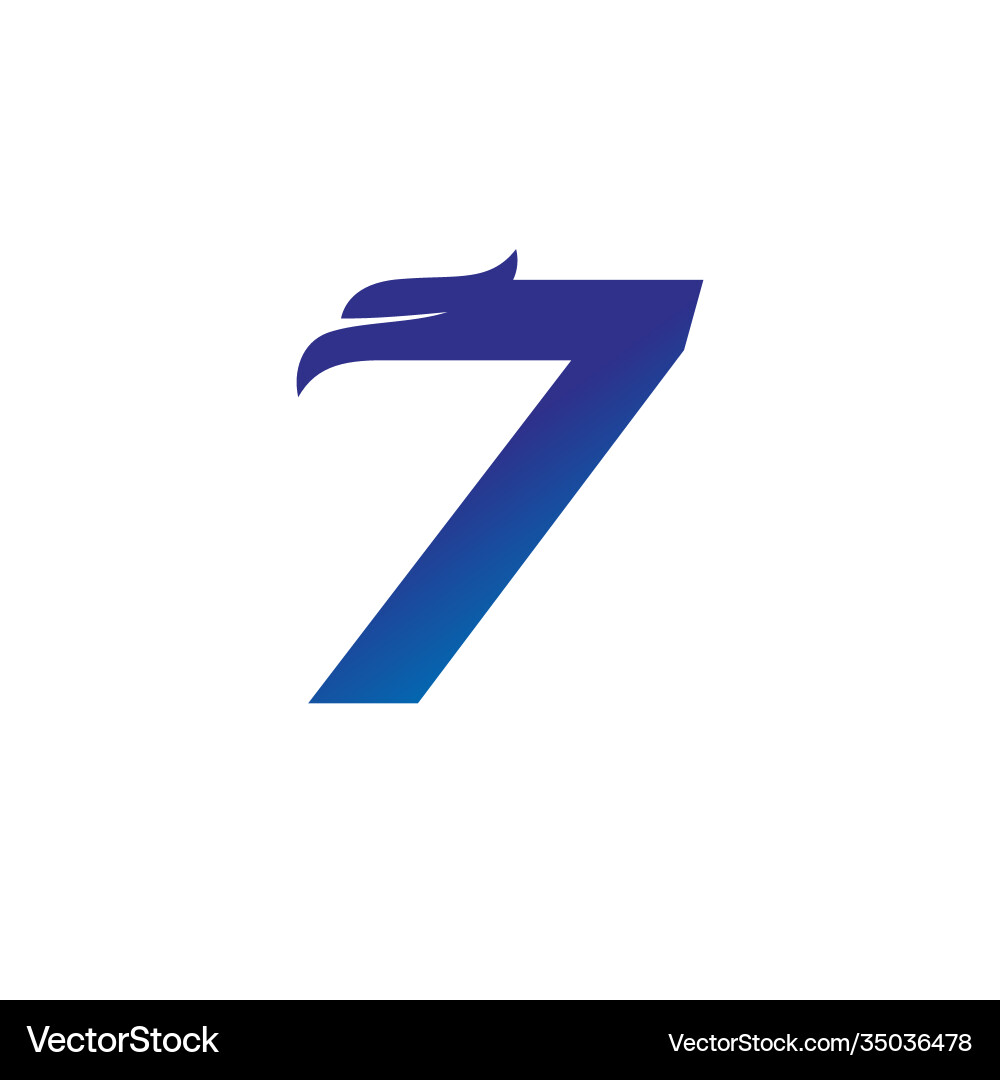 Number 7 with eagle head logo design Royalty Free Vector