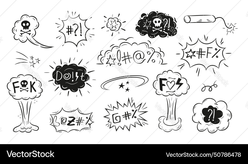 Swear expletive words angry rude Royalty Free Vector Image