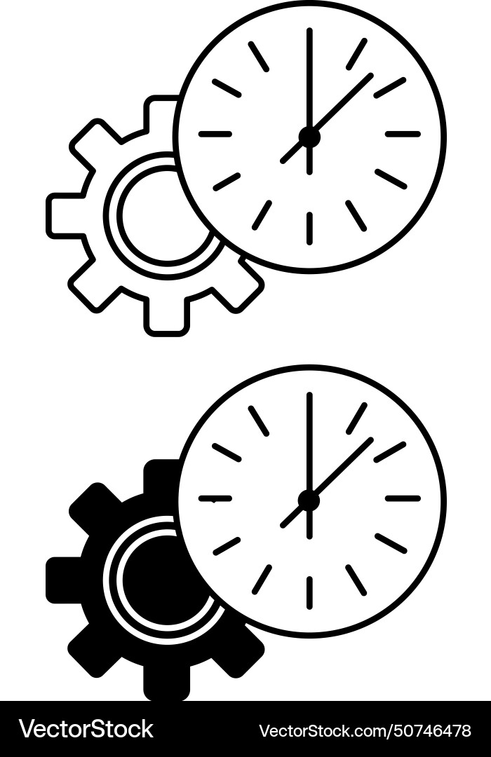 Time management icons black and white Royalty Free Vector