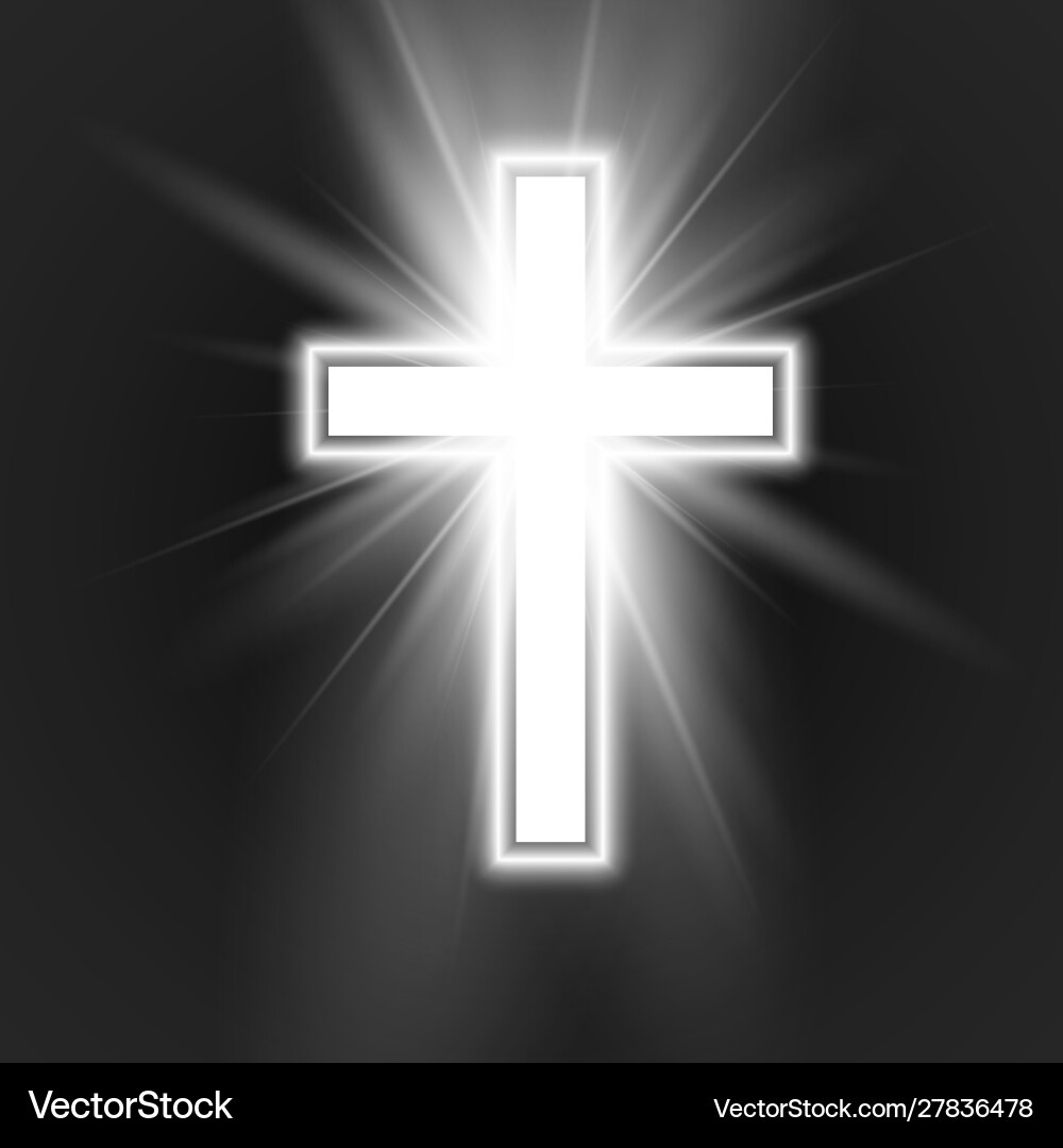 White cross with frame and shine symbol Royalty Free Vector