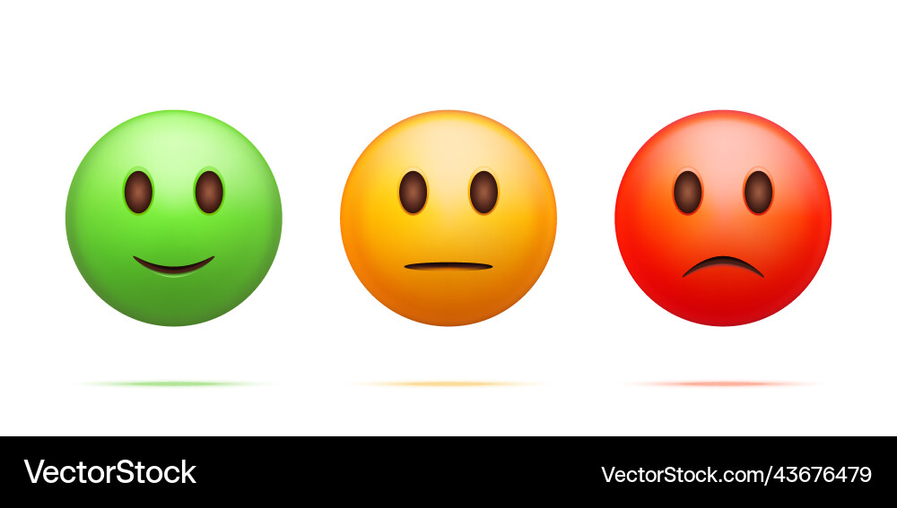 3d customer rating smiley emoticons checklist Vector Image