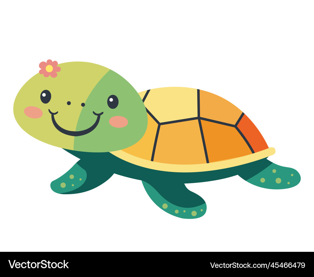 Cute green baby turtle character Royalty Free Vector Image