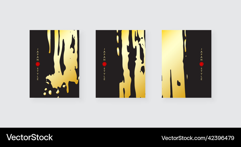Golden ink brush stroke on black background Vector Image