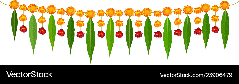 Indian traditional mala garland mango leaves Vector Image