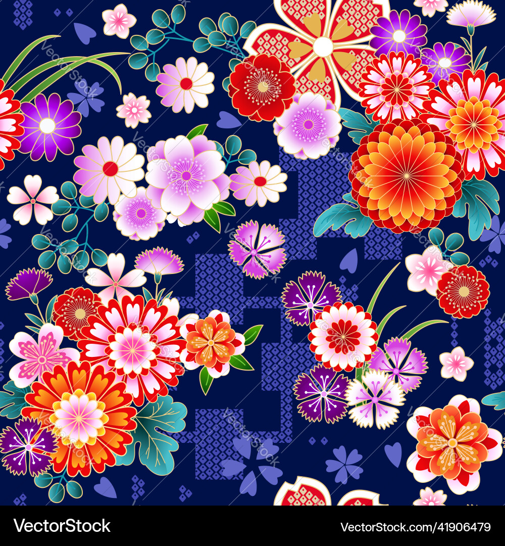 Japanese spring floral background in traditional Vector Image