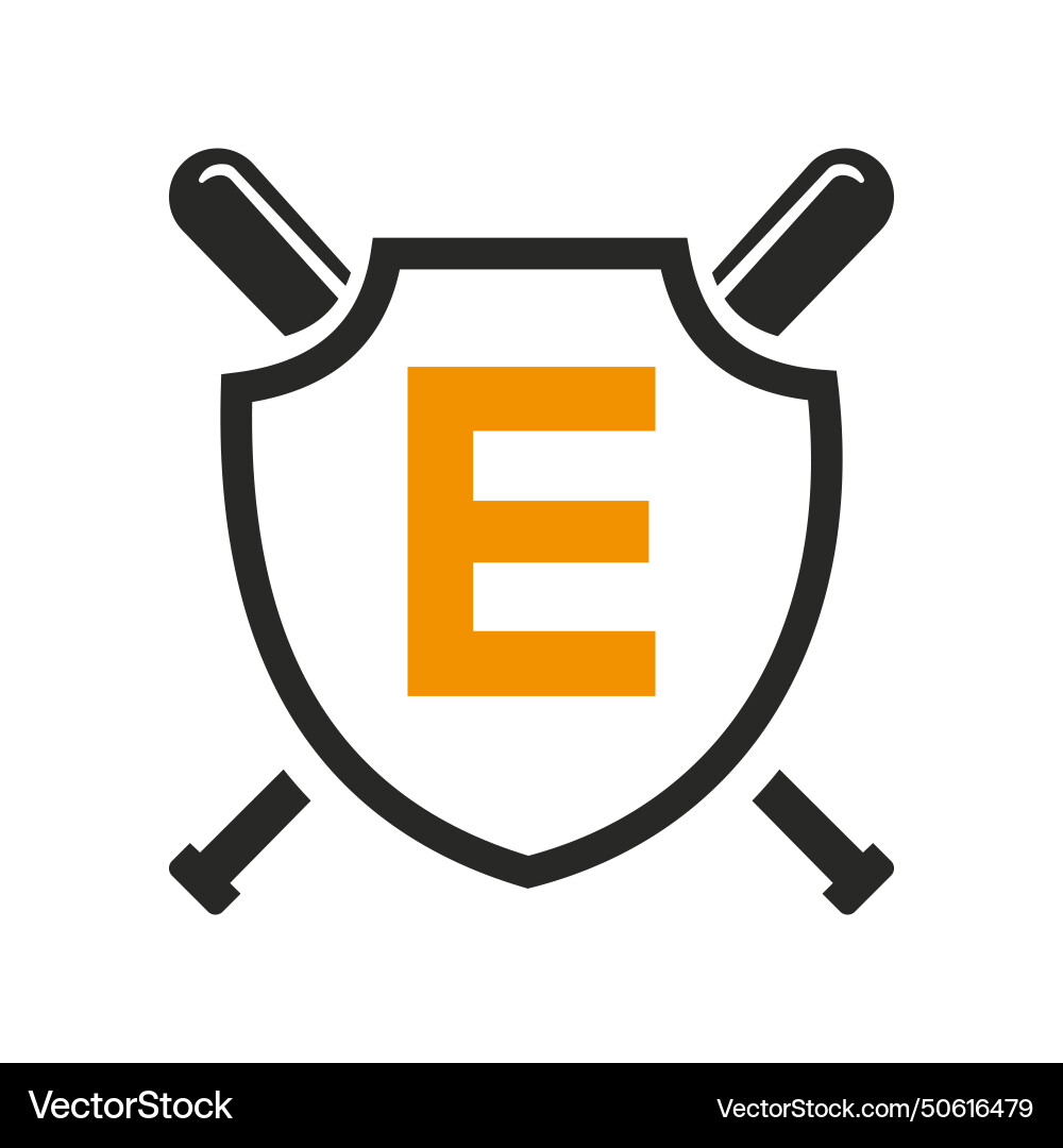 Letter e baseball logo design template Royalty Free Vector