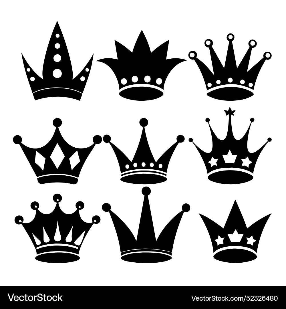 A set of crown silhouettes Royalty Free Vector Image