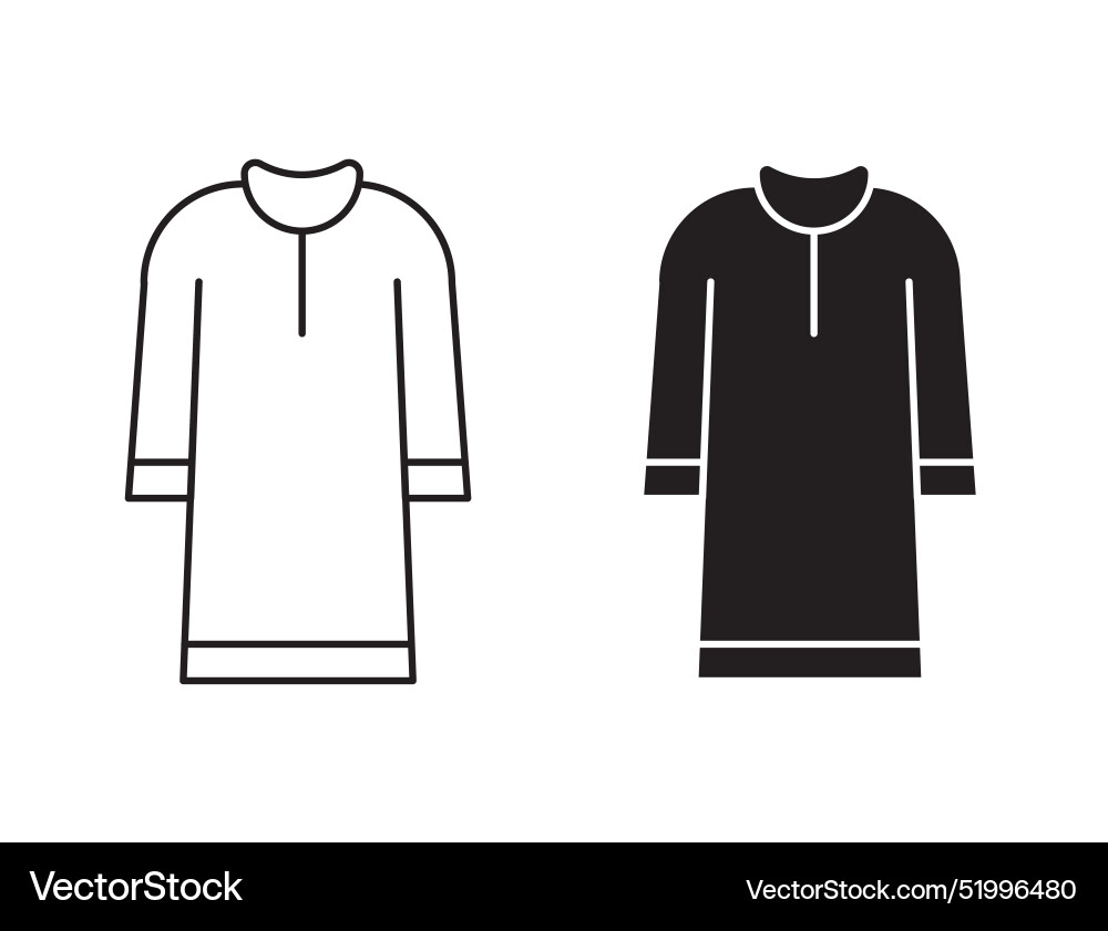 Kurta outline icon collection or set thin Vector Image